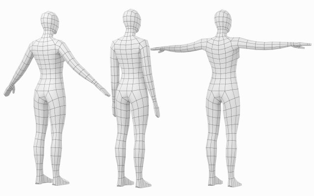 Natural Female in In 3 Modeling Poses Base Mesh 3D Model in Woman 3DExport