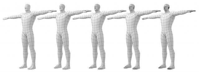 Hero Male in T-Pose in 5 Topologies 3D Model in Man 3DExport