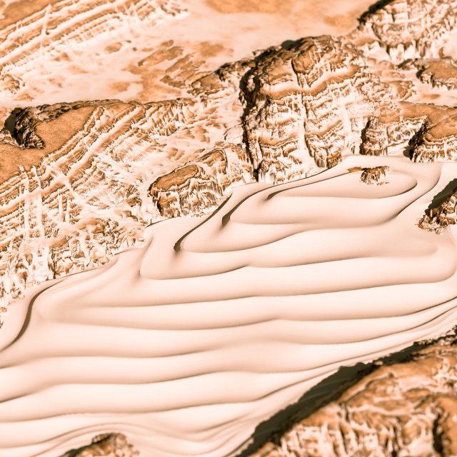 Layered Desert Sand Dunes and Rocks Terrain 3D Model in Landscapes 3DExport