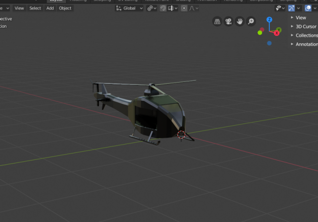 Low-poly helicopter 3D Model in Helicopter 3DExport