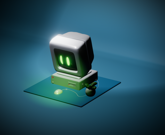 PC vintage anno 80 con mouse e piantina - Personal Computer from the ...