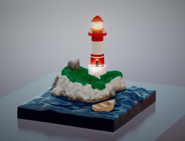 Il faro- scena con mare - the lighthouse file stl 3D Print Model in ...