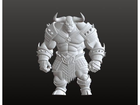 Cartoon Minotaurus Riese STL Gepanzertes Fantasy-Biest 3D Druckmodell ...