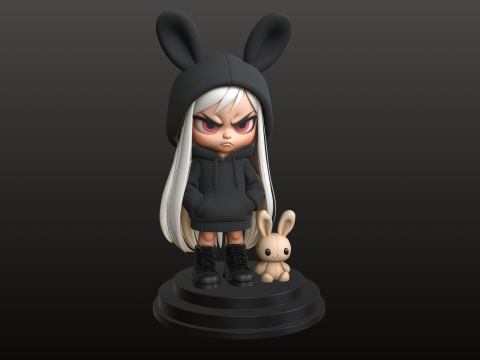 Chibi Girl avec Teddy Bear STL Cute Moody Modèles 3D en vedette in ...