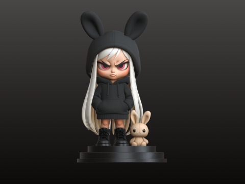 Chibi Girl avec Teddy Bear STL Cute Moody Modèles 3D en vedette in ...