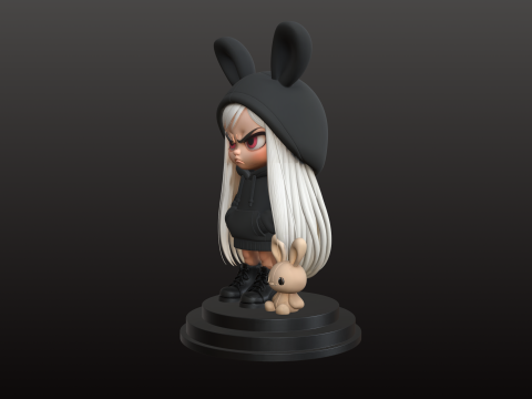 Chibi Girl avec Teddy Bear STL Cute Moody Modèles 3D en vedette in ...
