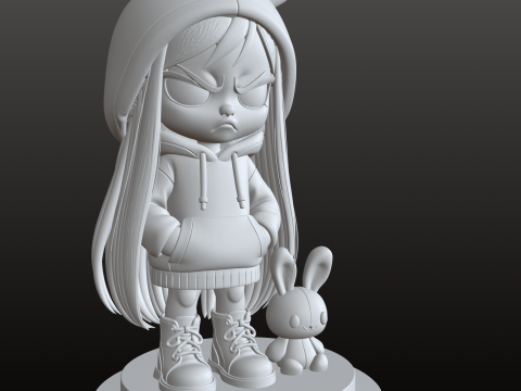 Chibi Girl avec Teddy Bear STL Cute Moody Modèles 3D en vedette in ...