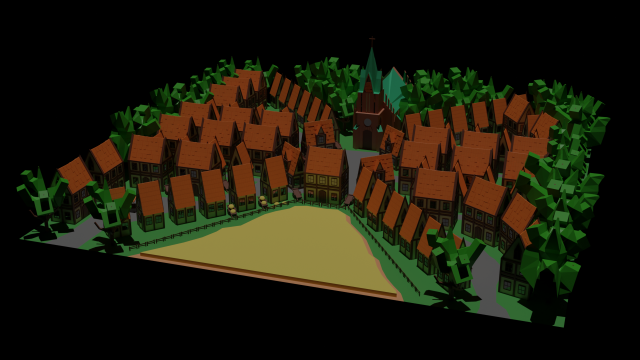 Medieval village 3D Model in Cityscapes 3DExport