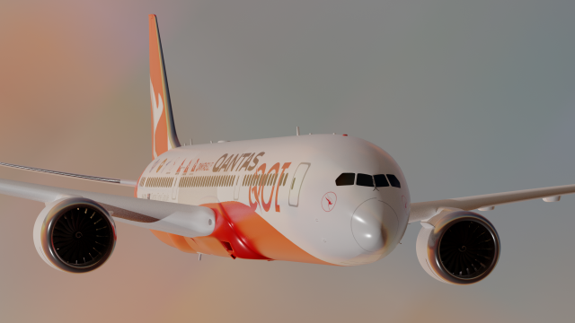 Quantas Boeing 787-9 Animated and Rigged 3D Model in Commercial 3DExport