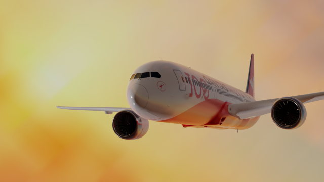 Quantas Boeing 787-9 Animated and Rigged 3D Model in Commercial 3DExport