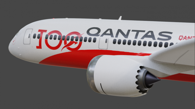 Quantas Boeing 787-9 Animated and Rigged 3D Model in Commercial 3DExport