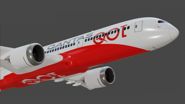 Quantas Boeing 787-9 Animated and Rigged 3D Model in Commercial 3DExport