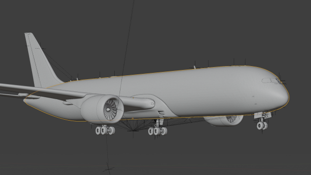 Quantas Boeing 787-9 Animated and Rigged 3D Model in Commercial 3DExport