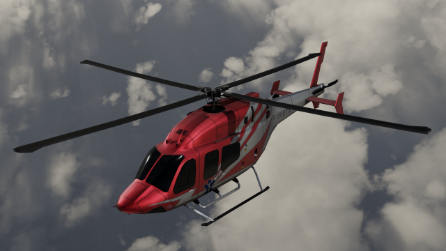 ANIMATED Bell 206 Jet Ranger -Red 1808TX 3D Model in Helicopter 3DExport