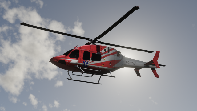 ANIMATED Bell 206 Jet Ranger -Red 1808TX 3D Model in Helicopter 3DExport