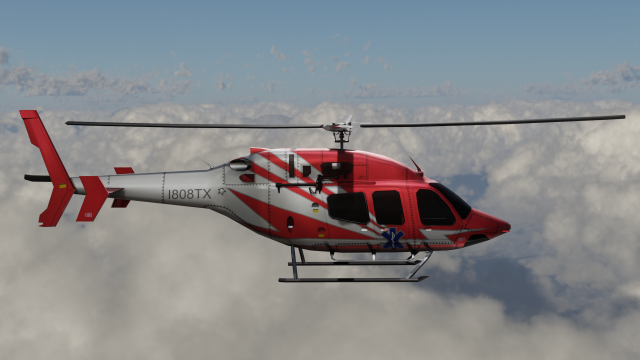 ANIMATED Bell 206 Jet Ranger -Red 1808TX 3D Model in Helicopter 3DExport