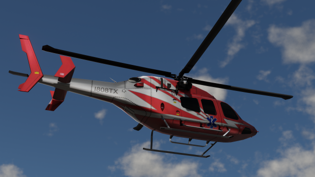 ANIMATED Bell 206 Jet Ranger -Red 1808TX 3D Model in Helicopter 3DExport