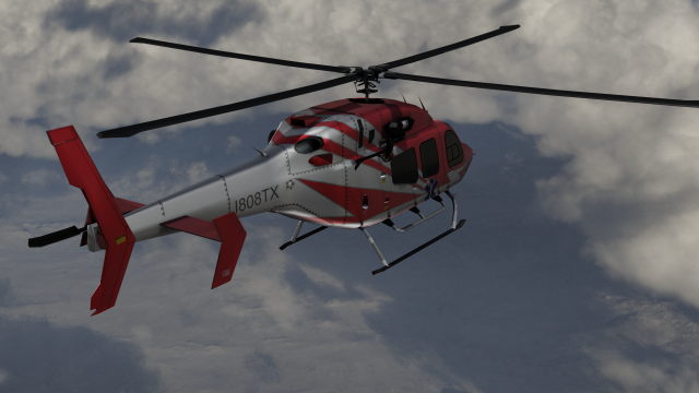 ANIMATED Bell 206 Jet Ranger -Red 1808TX 3D Model in Helicopter 3DExport