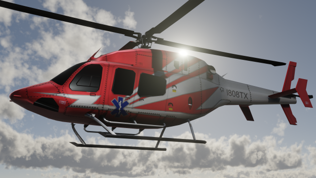 ANIMATED Bell 206 Jet Ranger -Red 1808TX 3D Model in Helicopter 3DExport