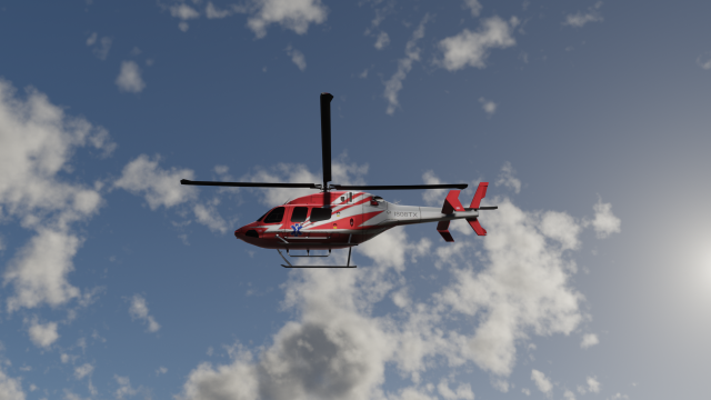 ANIMATED Bell 206 Jet Ranger -Red 1808TX 3D Model in Helicopter 3DExport