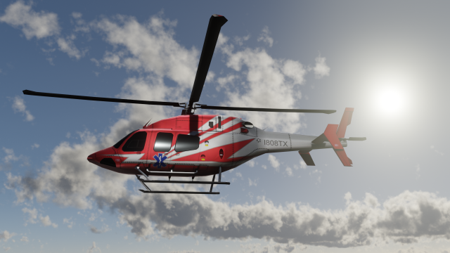 ANIMATED Bell 206 Jet Ranger -Red 1808TX 3D Model in Helicopter 3DExport