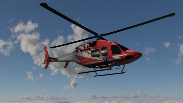 ANIMATED Bell 206 Jet Ranger -Red 1808TX 3D Model in Helicopter 3DExport