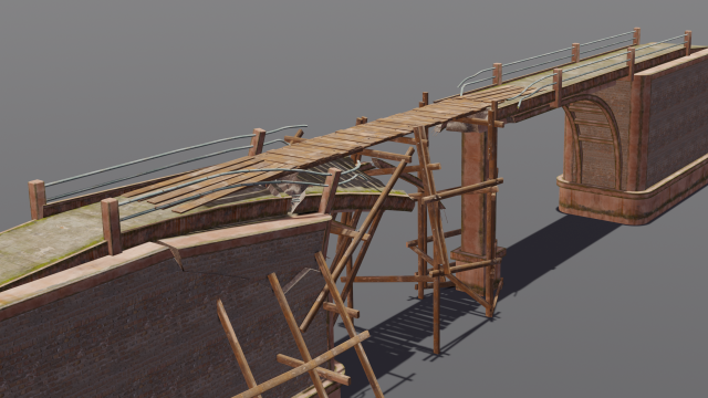 Broken Bridge 3D Model in Bridge 3DExport