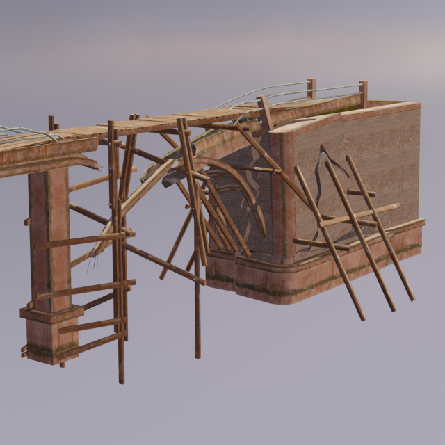 Broken Bridge 3D Model in Bridge 3DExport