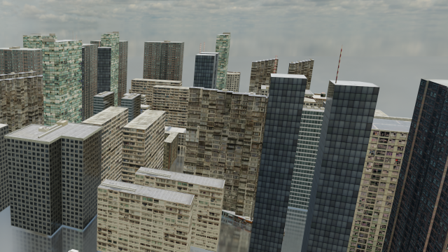 Full City Buildings detailed 3D Model in Cityscapes 3DExport