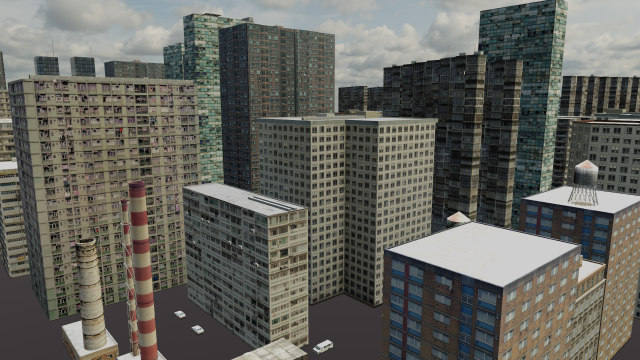 Full City Buildings detailed 3D Model in Cityscapes 3DExport
