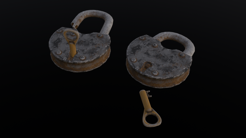 Rusted Lock and Key 3D Model in Hall 3DExport