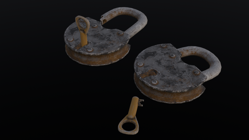 Rusted Lock and Key 3D Model in Hall 3DExport