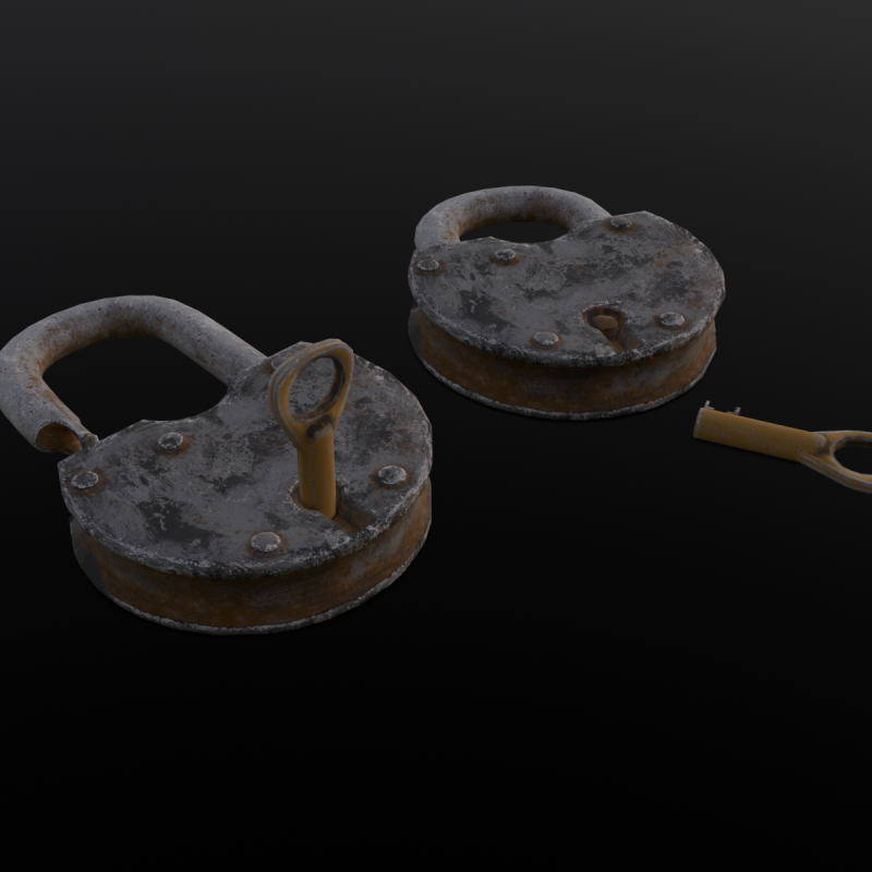 Rusted Lock and Key 3D Model in Hall 3DExport