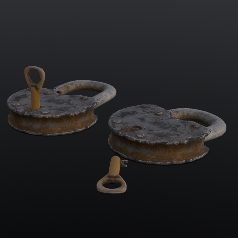Rusted Lock and Key 3D Model in Hall 3DExport