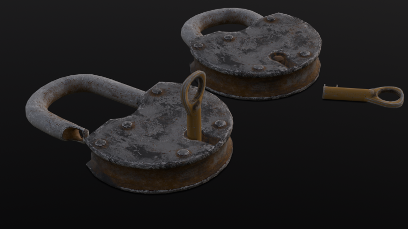 Rusted Lock and Key 3D Model in Hall 3DExport