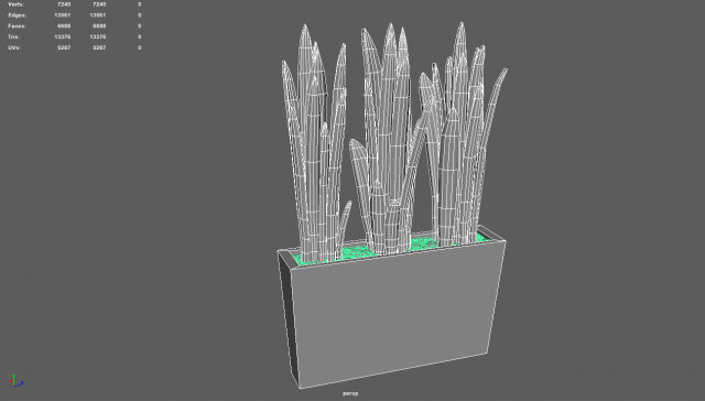 Pike tail pot-plant 3D Model in Small Plants 3DExport