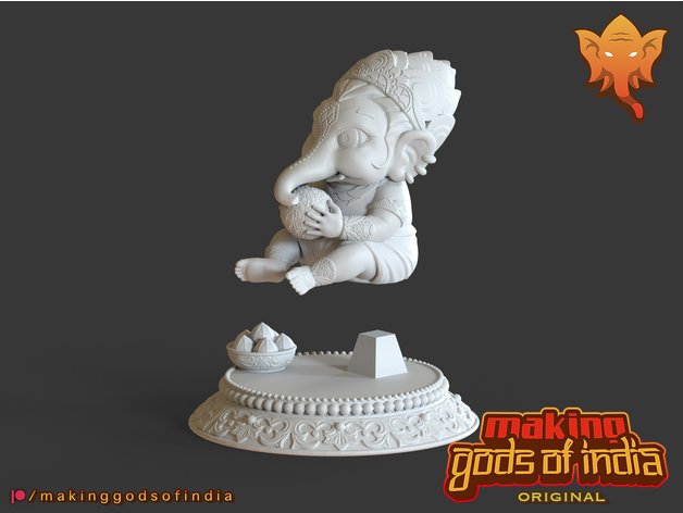 Lord Ganesha 3D Print Model in Sculpture 3DExport
