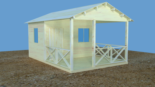Simple log cabin 3D Model in Miscellaneous 3DExport