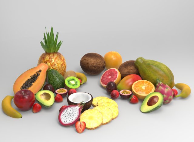 Fruit Set Free 3D Model in Fruit 3DExport