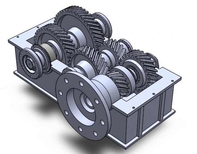 2-stage reduction gearbox 3D Model in Machines 3DExport
