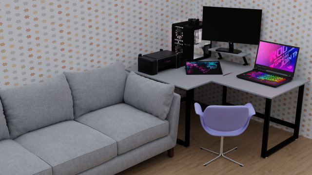 Angled computer desk 3D Model in Table 3DExport