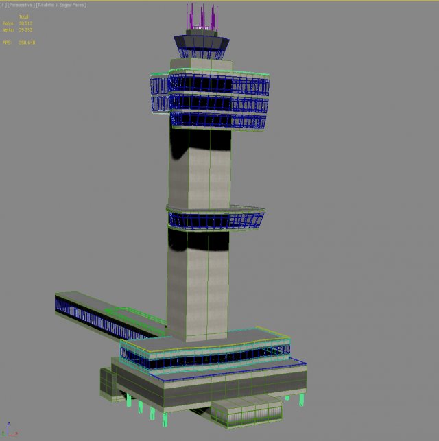 JFK Airport Flight Control Tower Modèle 3D in Bâtiments 3DExport