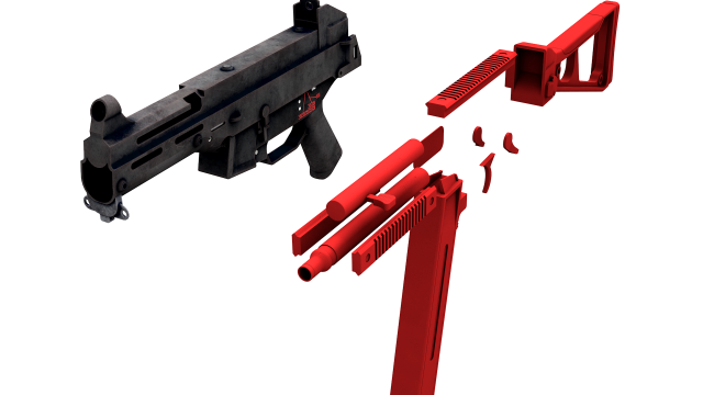 UMP 45 Low Poly 3D Model in Rifle 3DExport