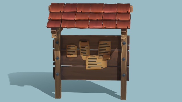 Stylized Notice Board - PBR Game Ready 3D Model in Terrain 3DExport