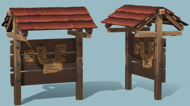 Stylized Notice Board - PBR Game Ready 3D Model in Terrain 3DExport