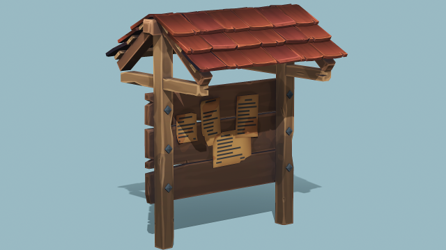 Stylized Notice Board - PBR Game Ready 3D Model in Terrain 3DExport