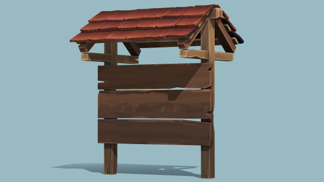Stylized Notice Board - PBR Game Ready 3D Model in Terrain 3DExport