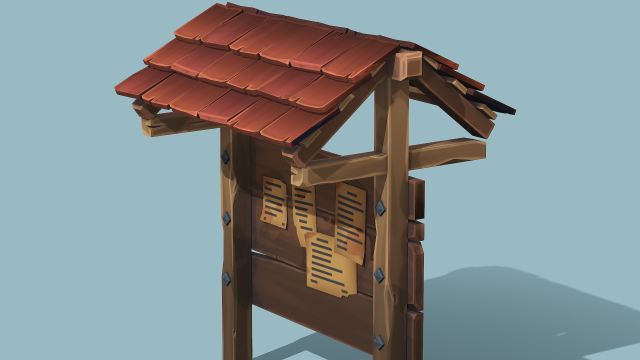 Stylized Notice Board - PBR Game Ready 3D Model in Terrain 3DExport