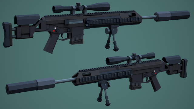 Stylized Modular ACR Rifle Low Poly Mobile Ready 3D Model in Rifle 3DExport