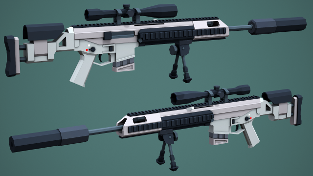 Stylized Modular ACR Rifle Low Poly Mobile Ready 3D Model in Rifle 3DExport
